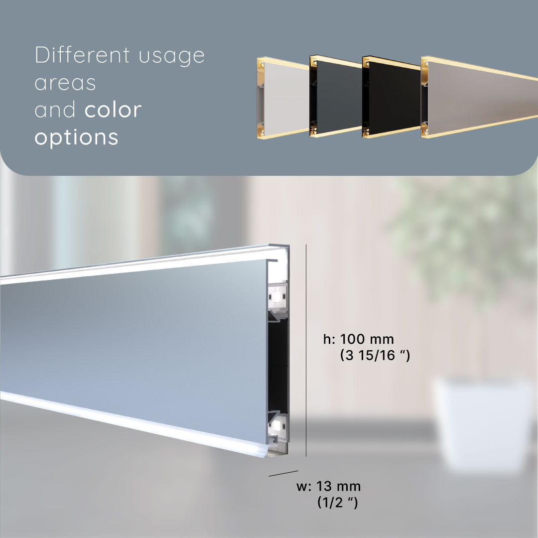 32 FEET KIT - Luceo Aluminium LED Baseboard Moulding (32'9 in / 10 lm ...